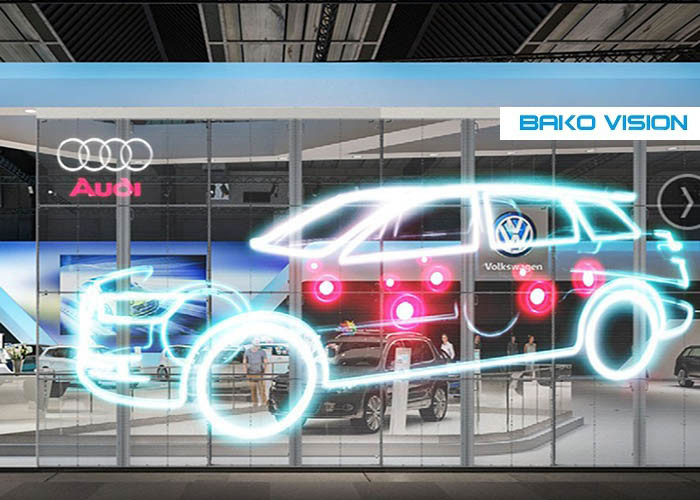 Layar LED Kaca Transparan Lihat Melalui Layar LED Dinding Video Penuh ...
